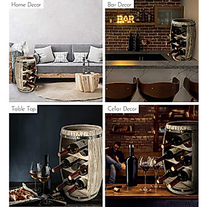 COTA Global Modern Alexander Wine Rack - Freestanding Wooden Barrel Wine Holder for 8 Wine Bottles, Bottle Rack Floor Stand, Rustic Countertop Wine Storage Shelf Organizer for Wine Bar & Home Décor