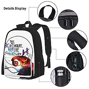 halloween nightmare 3 Piece Backpack Set Cartoon Backpack with Lunch Box Pencil Case for girls teens Women Men Durable Laptop Bag school backpack Wear Resistant christmas Hiking Camping Daypack C 99