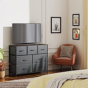 WLIVE 2-Drawer Nightstand and 7-Drawer Dresser Set, Fabric Storage Tower for Bedroom, Hallway, Nursery, Closets, Tall Chest Organizer Unit with Textured Print Fabric Bins, Steel Frame
