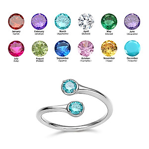 EAMTI Wrap Adjustable 925 Sterling Silver Aquamarine Cubic Zirconia March Birthstone Wedding Engagement Ring