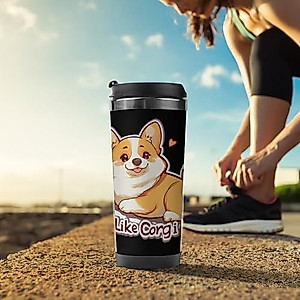 I Like Corgi Dog Travel Coffee Mug Reusable Insulated Drinking Cup with Lid for Home Outdoor Works 13 Oz