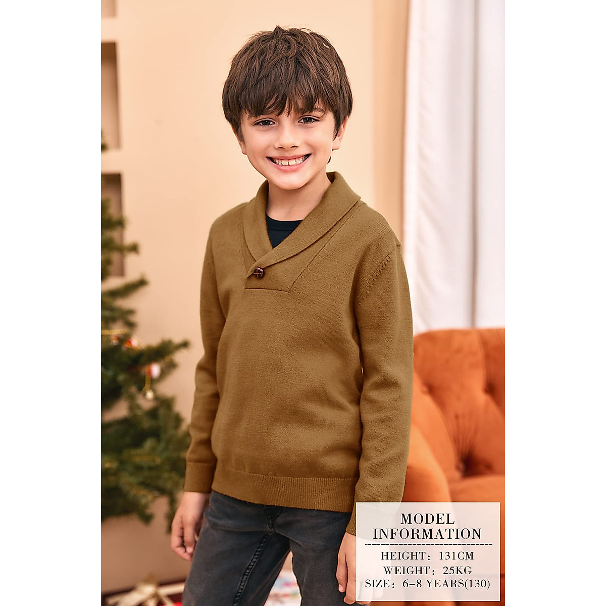 Ryannology Toddler Baby Boys Girls Sweater Shawl-Collar V Neck Pullover Sweaters Cable Kintted Photoshoot Outfits