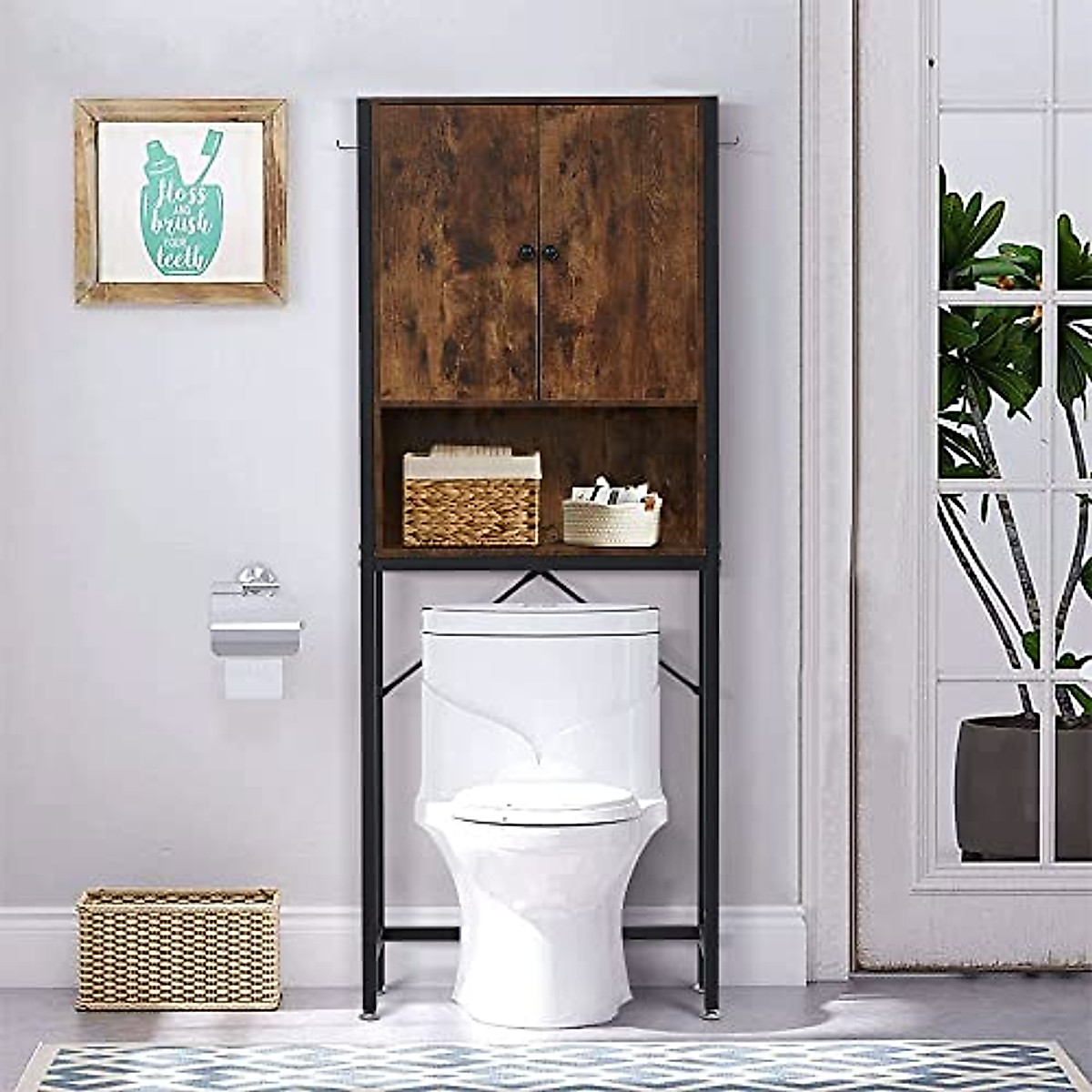 HLXZN Over The Toilet Storage Cabinet - Bathroom Space Saving Storage Organizer Cabinet, Bathroom Organizer Shelf, Toilet Storage Rack