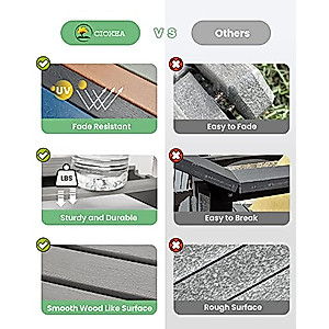 Ciokea Folding Adirondack Chair Wood Texture, Patio Adirondack Chair Weather Resistant, Plastic Fire Pit Chair with Cup Holder, Lawn Chair for Outdoor Porch Garden Backyard Deck (Grey)