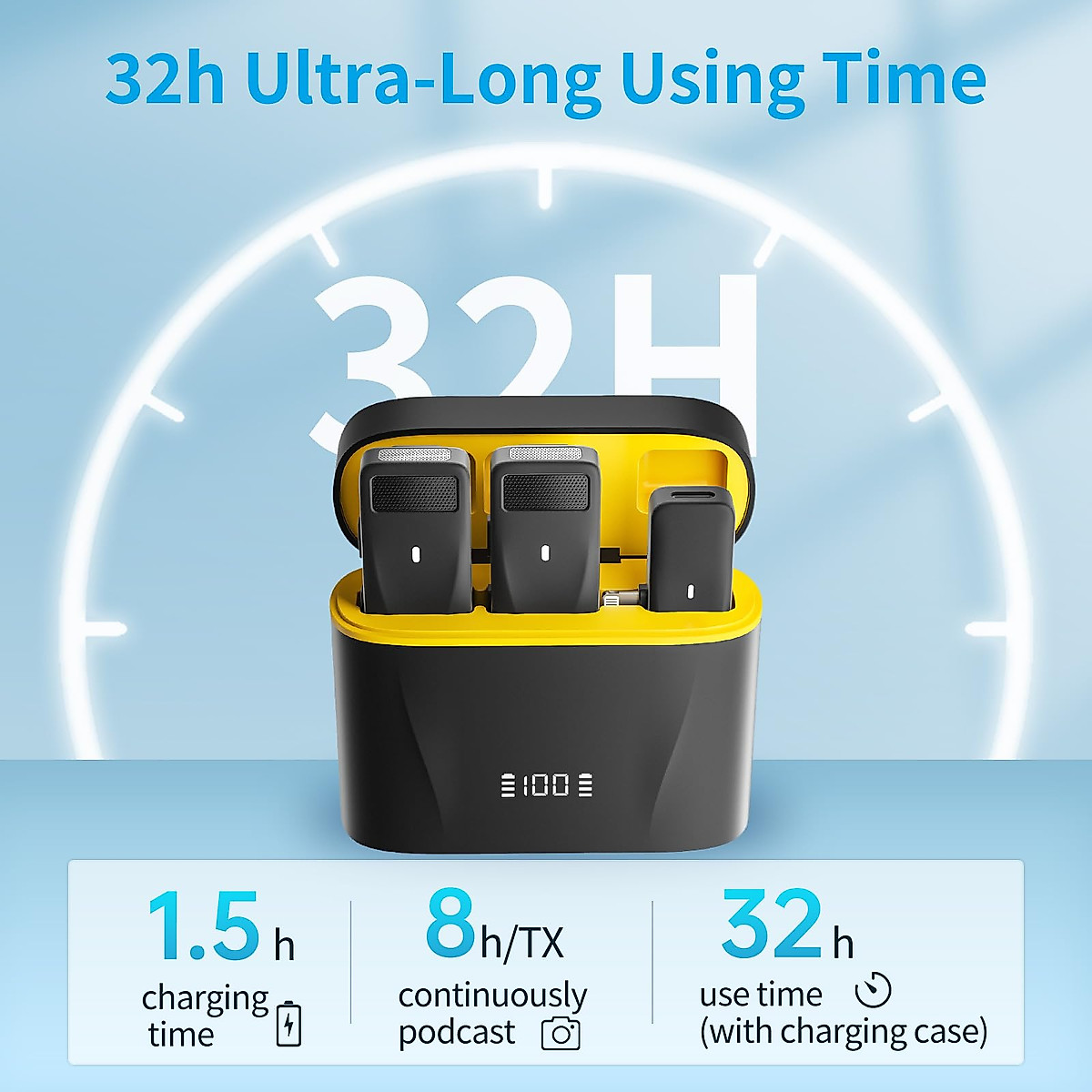 PILSAMAS Mini Wireless Lapel Lavalier Microphone for Android, iPhone 15 Pro Max - 2 Pack, 32H Battery, Noise Canceling - USB C Microphone, Clip On iPhone Microphone for Video Recording, Streaming