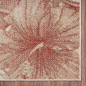 Lr Home Ox Bay Hibiscus Honey Botanical Tropical Woven Area Rug, Cream/Orange, 5'3" x 7'10"
