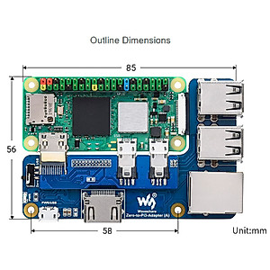 Raspberry Pi Zero to Pi 3B/3B+ Adapter, Connect Raspberry Pi Zero/W/Zero 2 W to Replace Raspberry Pi 3 Model B/3B+, Compatible with Pi 3B/3B+ Hats, Support 1-CH RJ45 Ethernet Port, 10/100 M Adaptive