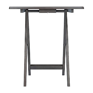WINSOME Dorian Oversized Snack Table Set, Oyster Gray (Brown Base) (replace color may vary)., 23.62 x 15.75 x 25.51, 5pc