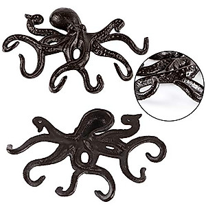 MDLUU Octopus Hook, Nautical Wall Hook, Antique Key Holder Hook, Cast Iron Hook for Coat, Hand Towel, Bathrobe, Jacket