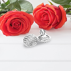 UPSERA Clip On Earrings - Round Non-Pierced Earrings Pave Crystals - Silver Color