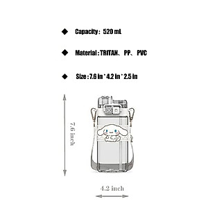 Sewing Concepts Kawaii Straw Water Bottle Dual Nozzle Design with Portable Stylish Perfect Sport Travel Work 17.5OZ/520ML