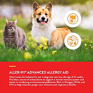 NaturVet Aller-911 Advanced Allergy Aid Formula Powder for Dogs and Cats 9 oz Powder & All-in-One Dog Supplement for Joint Support, Digestion, Skin, Coat Care – Dog Multivitamins – 13-Ounce Powder