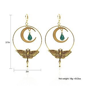 ZKBKJSPZJB Handmade The Luna Moth Drops Earrings,Halloween Earrings,Goth Earring,Witchy Jewelry,Gothic Earrings Halloween Gifts
