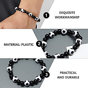 Holibanna Mens Beads Bracelet Men Beaded Bracelet Football Bracelets Soccer Shape Beads Wrist Chain Party Favor for Boy Men Plastic Beaded Wrist Jewelry Stocking Stuffer Treats