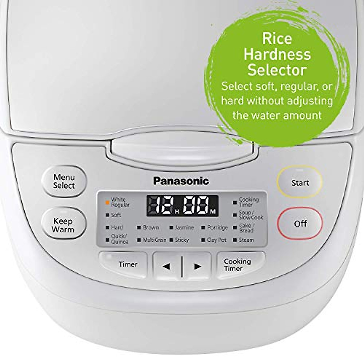 Panasonic 5 Cup (Uncooked) Rice Cooker with Pre-Programmed Cooking Options for Brown Rice, White Rice, and Porridge or Soup - 1.0 Liter - SR-CN108 (White)