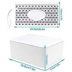 DOERDO 3 PCS Wipe Dispenser and Wet Wipe Pouch Bags Baby Wipe Holder with Lid Wipes Box Tissue Case Box Keeps Baby Wipe Fresh and Safe(White&2 Bags)