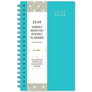 2023-2024 Pocket Planner/Calendar - Weekly & Monthly Pocket Planner, JULY 2023 - JUNE 2024, 6.8" x 4.3", Strong Twin - Wire Binding, Plastic Cover, Round Corner