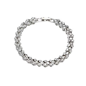 LRGKMCWTOB 925 Sterling Silver Women Fashion Roman Style Crystal Diamond Bangle Bracelets Elegant Charm Rhinestone Bracelets Gifts