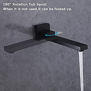 Wall Mount Tub Faucet with Extra Long Tub Spout,Single Handle Tub Filler Faucet with Brass Rough-in Valve,Matte Black