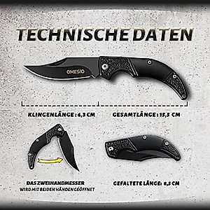 Omesio Pocket Knife Mini 3.34 inch Small Two-Handed Folding Knife Two-Handed Knife Keychain Knife Outdoor Sharp Black