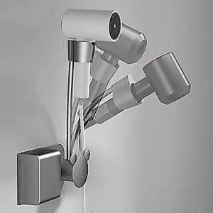 Hair Dryer Holder 360° Rotating Wall Mounted, Handsfree Hair Dryer Stand (White)