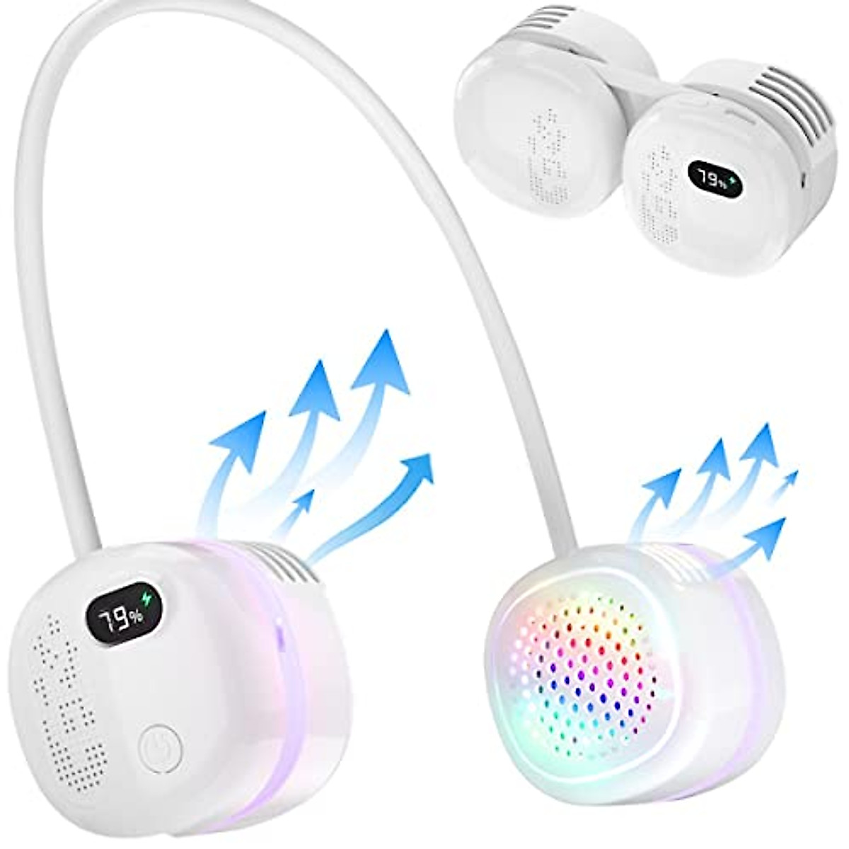 PBOX Portable Neck Fan,Foldable Bladeless Neck Fan, wearable air conditioner,Personal Fan 2000 mAh Rechargeable Battery,360° Adjustable