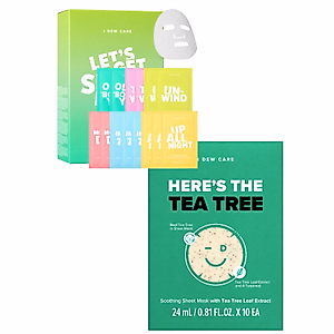 I DEW CARE Sheet Mask Pack - Let’s Get Sheet Faced + Tea Tree Sheet Mask - Here's The Tea Tree Bundle