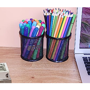 SNOW COOLER Pen Holder Mesh Pencil Holder Metal Pen Holder Pencil Holder for Desk Office Pen Organizer Black, 4 Pack