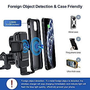 Wireless Car Charger Mount, SONRU 15W Wireless Fast Charging Car Phone Holder Mount, Power-Off Delay, Auto Open & Clamping, Dashboard Air Vent Clip Windshield Car Mount, Compatible for iPhone Samsung