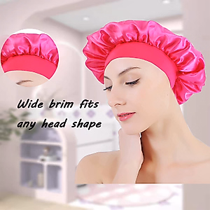 Hair Bonnets for Curly Hair and Sleeping for Women, Satin Sleep Cap, Silk Bonnet with Elastic Soft Band Big Bonnet (4 Pcs).
