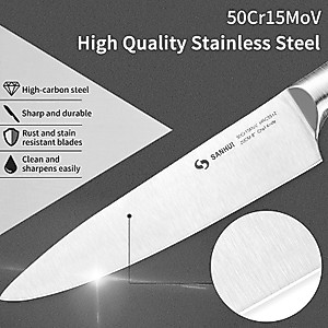 15-Piece Knife Set with Block, Superior High-Carbon Stainless Steel Blades with Precision and Accuracy, Hollow Handle, Steak Knife Set of 6, Chef Knife Set for Kitchen