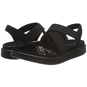 ECCO Women's Flowt Elastic Sandal, Black, 7-7. 5