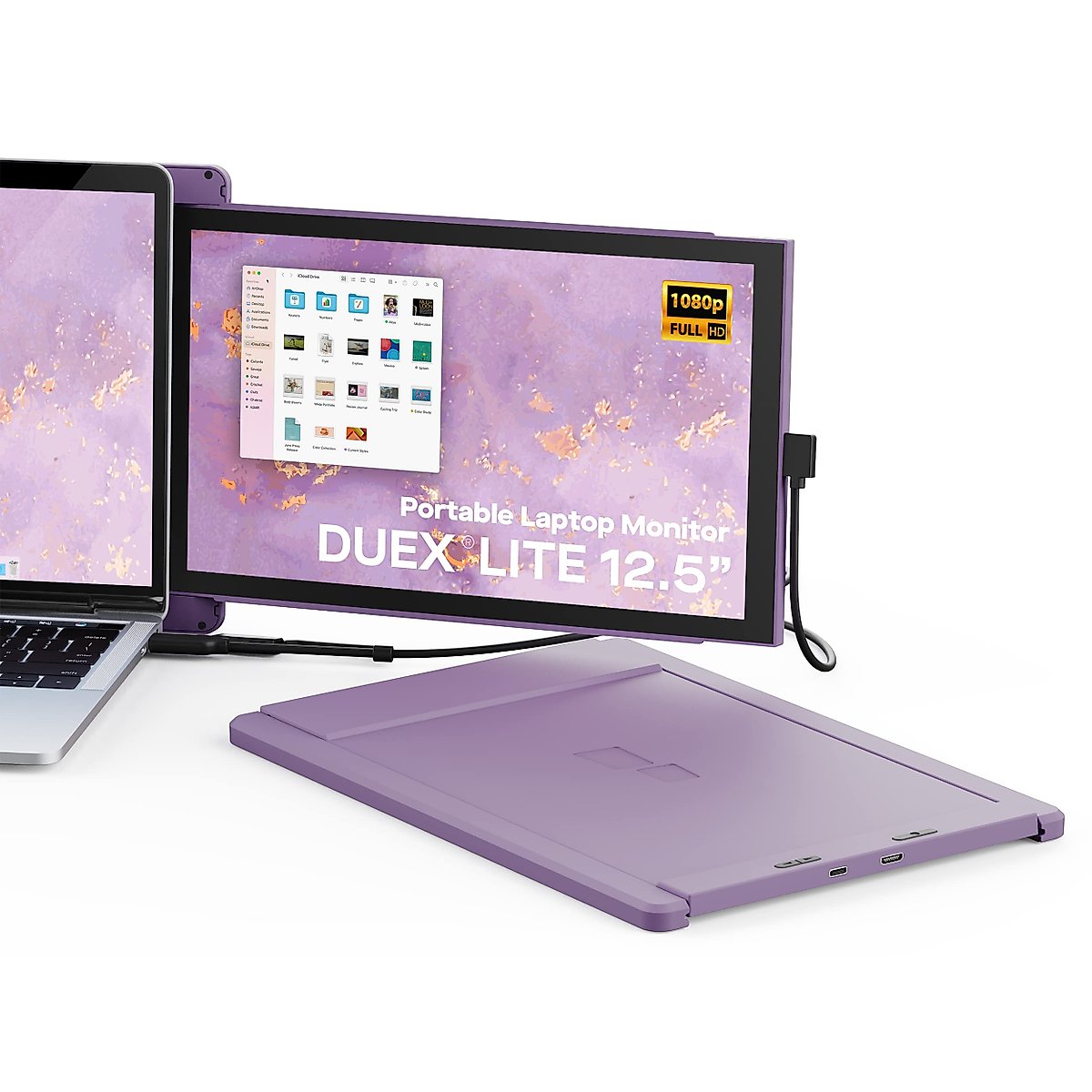 New Mobile Pixels Duex Lite Portable Monitor for Laptops(2024 Upgraded), 12.5" Full HD IPS Laptop Screen Extender, USB C/HDMI Powered Plug and Play, Windows/Mac/Android/Switch Compatible (Misty Lilac)