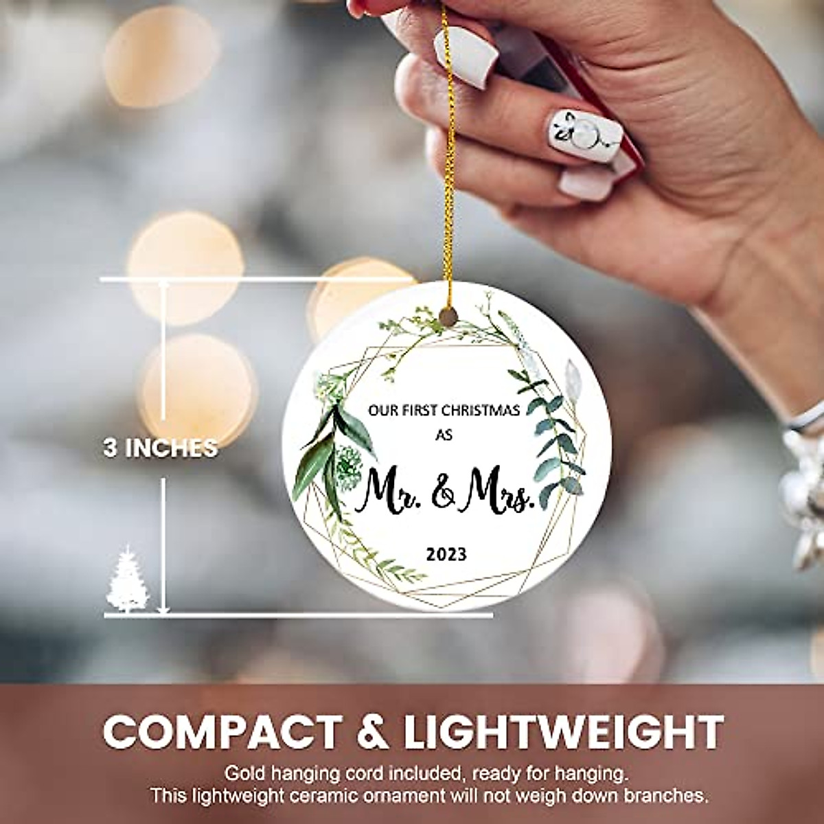 First Christmas Married Ornament 2023, Wedding Gifts for Couple, Our First Christmas as Mr Mrs Gifts, Bridal Shower Gift, Just Married Ornaments, 1st Year Wedding Ornament for Newlywed