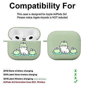MAYCARI Compatible with Airpods 3rd Generation Case, Cute Airpods 3 Case Cover Frog Printed Protective Women Girl with Keychain for Apple Airpods 3rd Gen Case