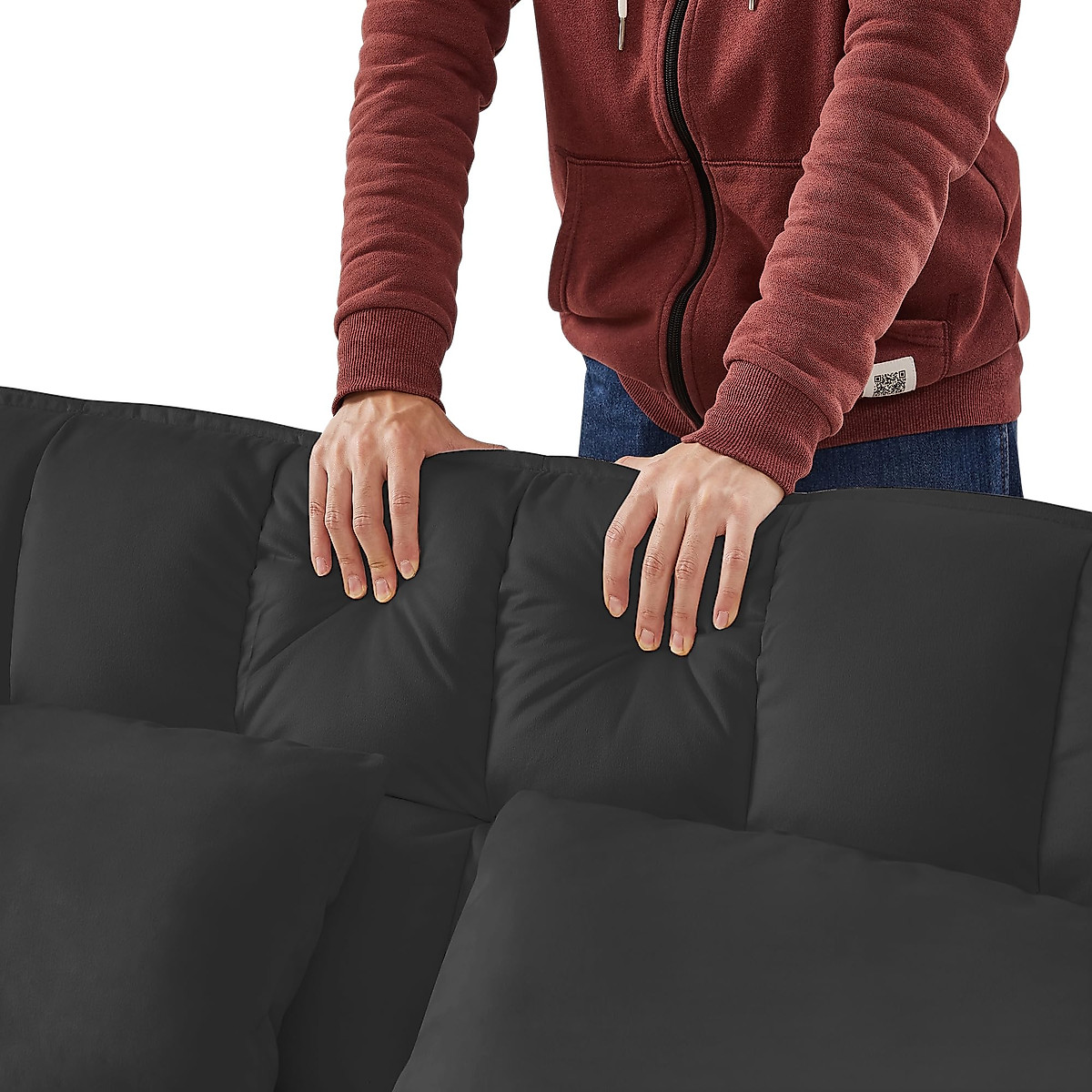 Lepfun 3 in 1 Convertible Sleeper Sofa Couch with Pull Out Bed, Small Futon Loveseat Lounge Chaise with Reclining Backrest and Armrest, Upholstered Love Seats Sofabed, Black Velvet