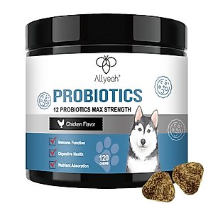 Allyeah Probiotics for Dogs, Dog Probiotics for Yeast Infection, Itchy Skin and Itchy Ears, Gut Health for Dogs Pet Probiotics Chews Diarrhea Treatment Enzymes Treats Digestive Health Stomach Relief