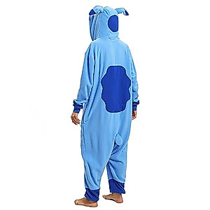 Wishliker Unisex Adult Onesie Pajamas Animal Onesies Women Men Christmas Halloween Cosplay Costume Sleepwear Blue