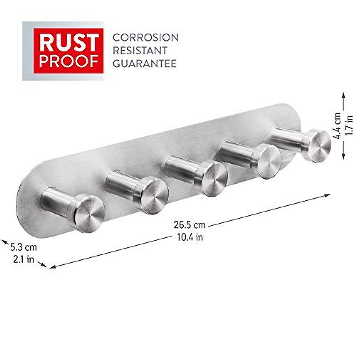 Tatkraft Jane Self Adhesive Hooks, Wall Mount Stainless Steel Hanger, Ideal Holder for Towel and Bath Robe, Easy to Install, Perfect for Bathroom, Kitchen, Office, Corrosion Resistant