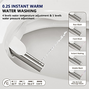 Bidet Seats, DeerValley DV-1S0018A Electronic Bidet Toilet Seat, Smart Toilet Seat with Sensor Seat Heating, Warm Air Dryer, Nightlight, Multiple Wash Methods, Self-Cleaning Nozzle, White