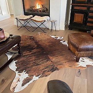 Tumbleweed Velvet Brindle Synthetic Cowhide Rug - Luxurious Cow Print Rug Available in Multiple Sizes - Cowhide Rug for Versatile Decor - Medium 5'x7