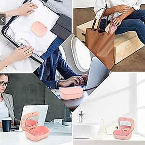 MURRI&MURRDI Retainer Case,Denture Case,Denture Bath Box with Strainer Basket,Cute Denture Holder Storage Soak Container for Travel Cleaning, Mouth Guard Case, Braces cleaner Cup (H Pink)