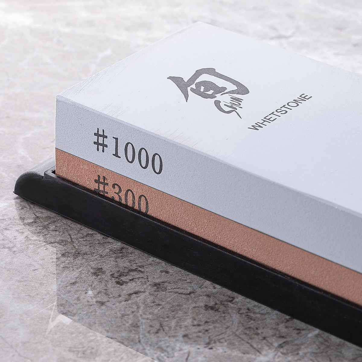 Shun Combination Whetstone for Knife Sharpening, 300 and 1000 Grit, DM0708, 6", Light Gray