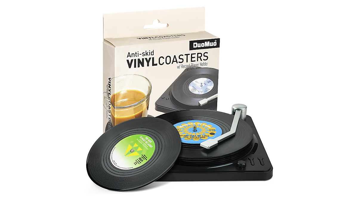 Retro Vinyl Record Coasters for Music Lovers | Fun Home Decor Set