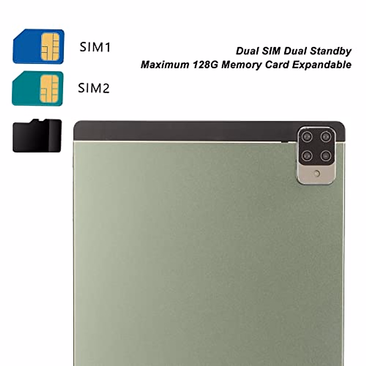 Calling Tablet, 100-240V Green 10.1 Inch HD Tablet Front 2MP Rear 5MP 4GB RAM 64GB ROM 2.4G 5G WiFi for Amusement for Android 12 (US Plug)