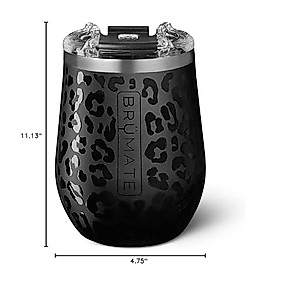 BrüMate Uncork'd XL MÜV - 100% Leak-Proof 14oz Insulated Wine Tumbler with Lid - Vacuum Insulated Stainless Steel Wine Glass - Perfect For Travel & Outdoors (Onyx Leopard)