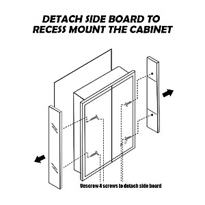 Janboe LED Medicine Cabinet with Light,24×28inch,Recess Mirror Cabinet for Bathroom,3 Color,Dimmable,Demister,Detachable Side Plate,Recess Mount or Surface Mount
