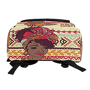 MRMIAN Beautiful African American Woman Large Capacity School Backpack Bookbag for Collage Students Women Man Travel Hiking Camping Daypack 19x14x7 Inches