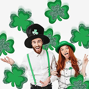 12 Pieces Shamrocks St. Patrick's Day Yard Sign with 24 Stakes Saint Patrick's Day Plastic Ornaments for Outdoor Decorations