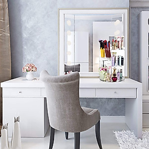 COYAHO 360° Rotating Makeup Organizer, Spinning Bathroom Organizer Countertop, Cosmetic Organizer Makeup Holder Shelf, Make Up Organizers and Storage for Bedroom, Transparent